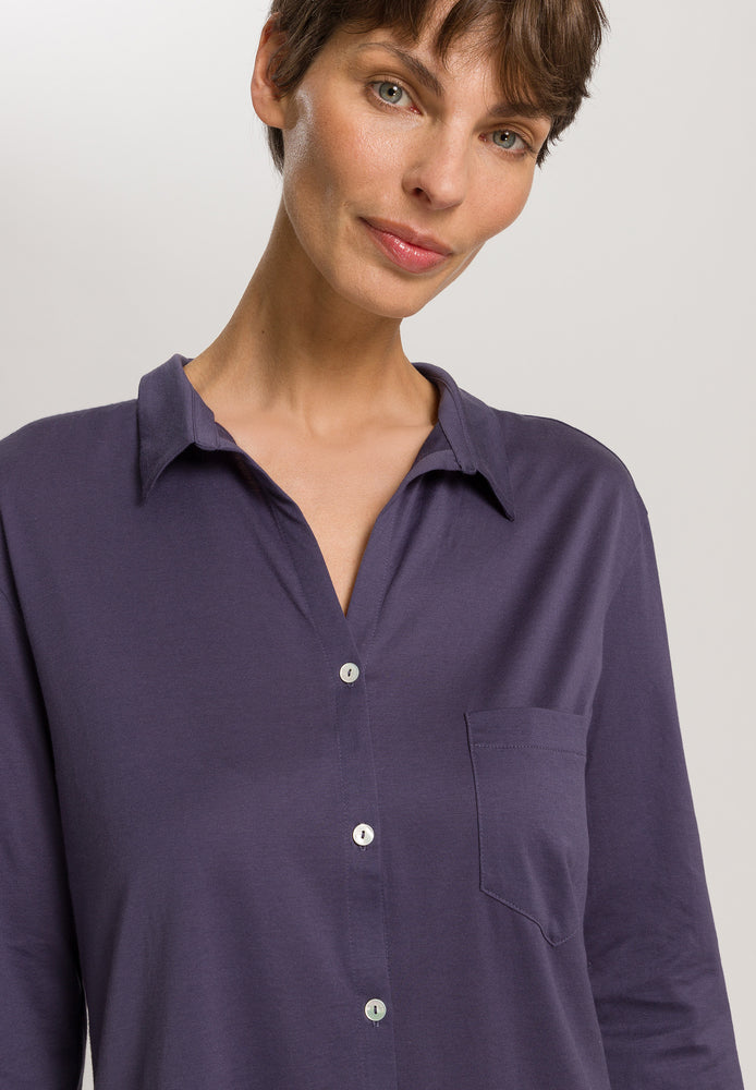 Cotton Deluxe Button Front Cotton Sleep Shirt | Blue Stone 77958-2610 ...