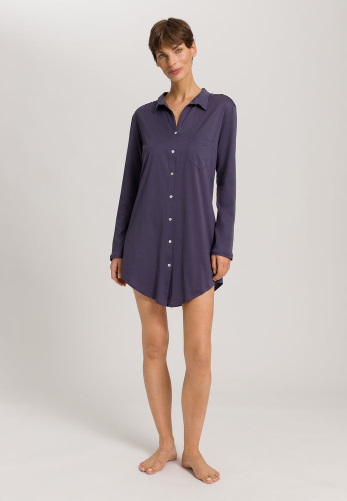 Cotton Deluxe Button Front Cotton Sleep Shirt | Blue Stone 77958-2610 ...