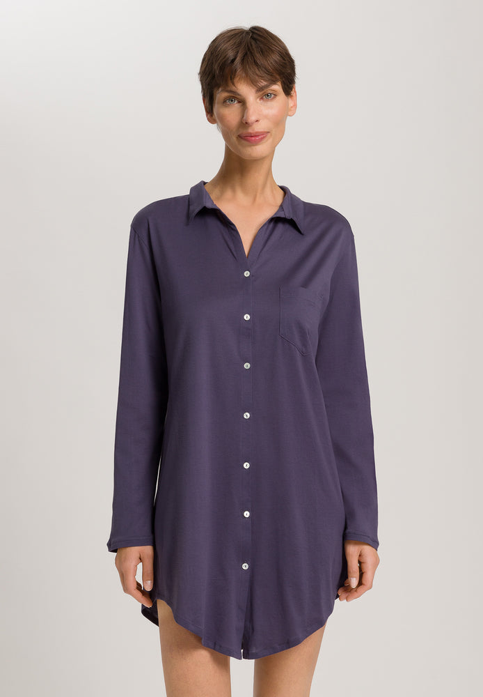 Cotton Deluxe Button Front Cotton Sleep Shirt | Blue Stone 77958-2610 ...